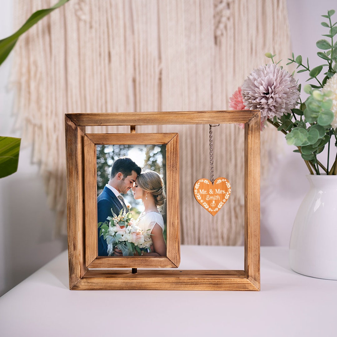 Custom Wooden Photo Frame for Couples, Wedding Day & Anniversary Gift ...