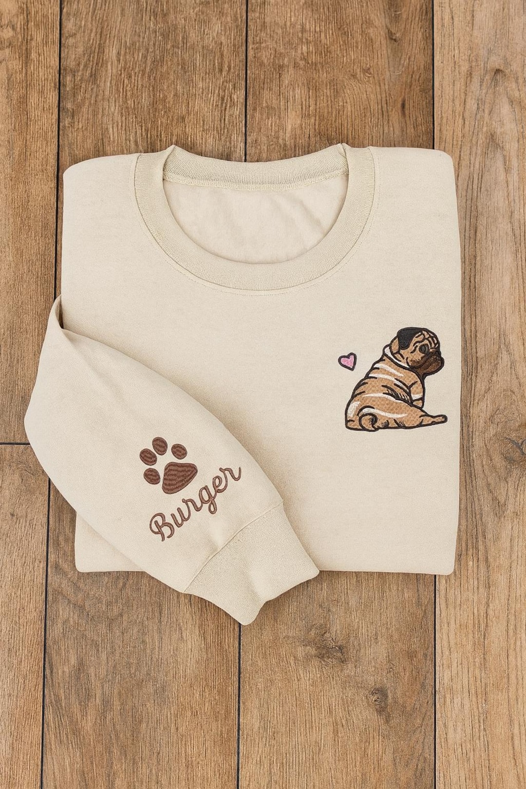 Custom Embroidered Pug Sweatshirt With Dog Name on Sleeve,personalized ...