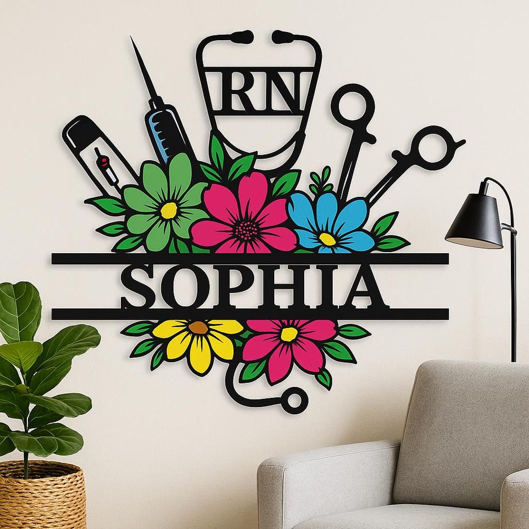 Custom Nurse Metal Wall Art, Personalized Nurse Name Sign Decoration ...