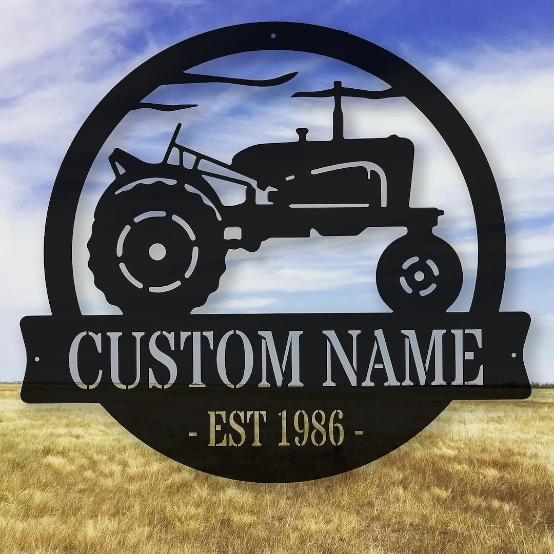 Custom Name Metal Tractor Sign, Personalized Tractor Metal Custom Farm ...