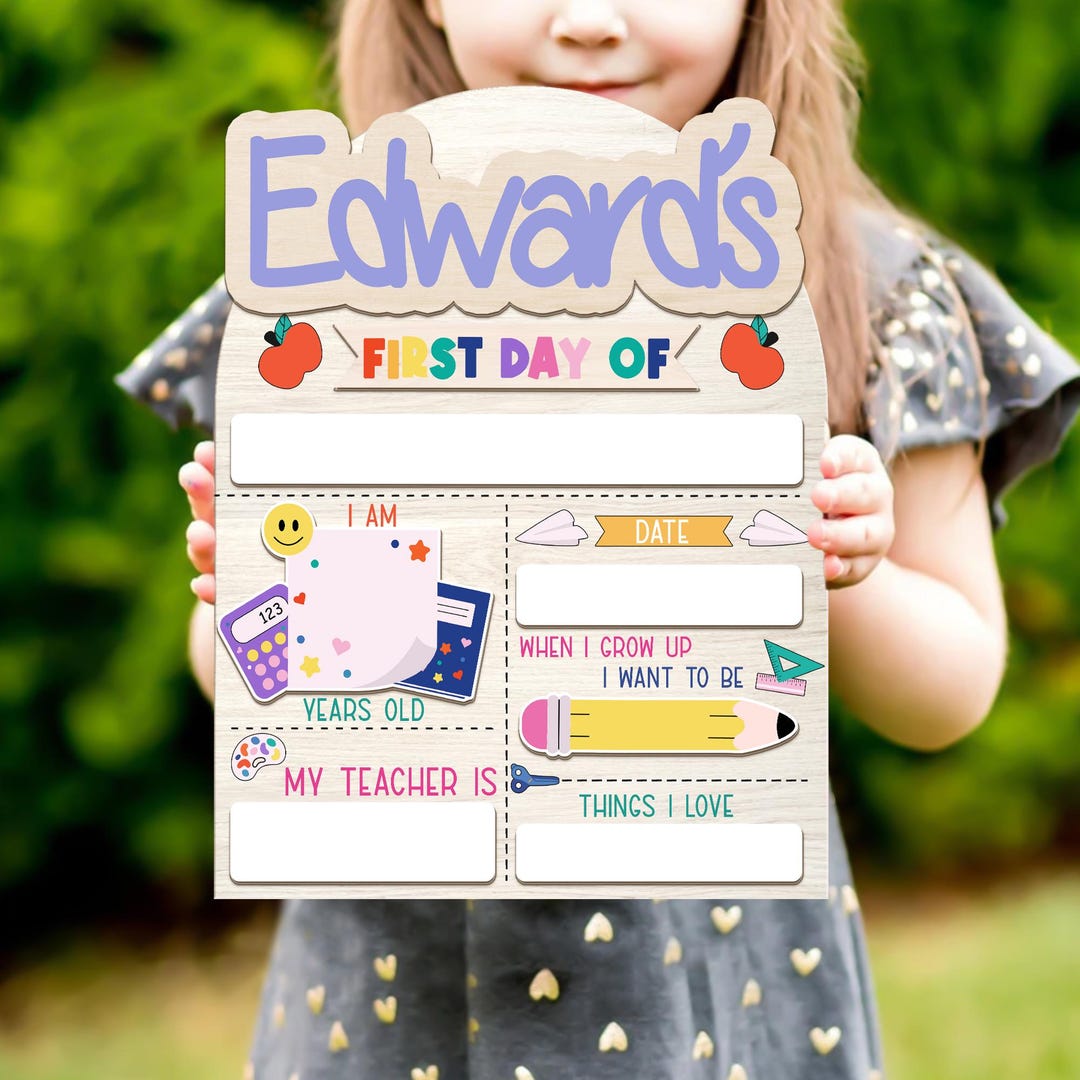 Personalized First Day School Sign, Back to School Sign, 1st Day of ...