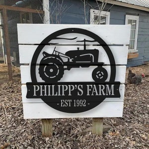 Custom Name Metal Tractor Sign, Personalized Tractor Metal Custom Farm ...
