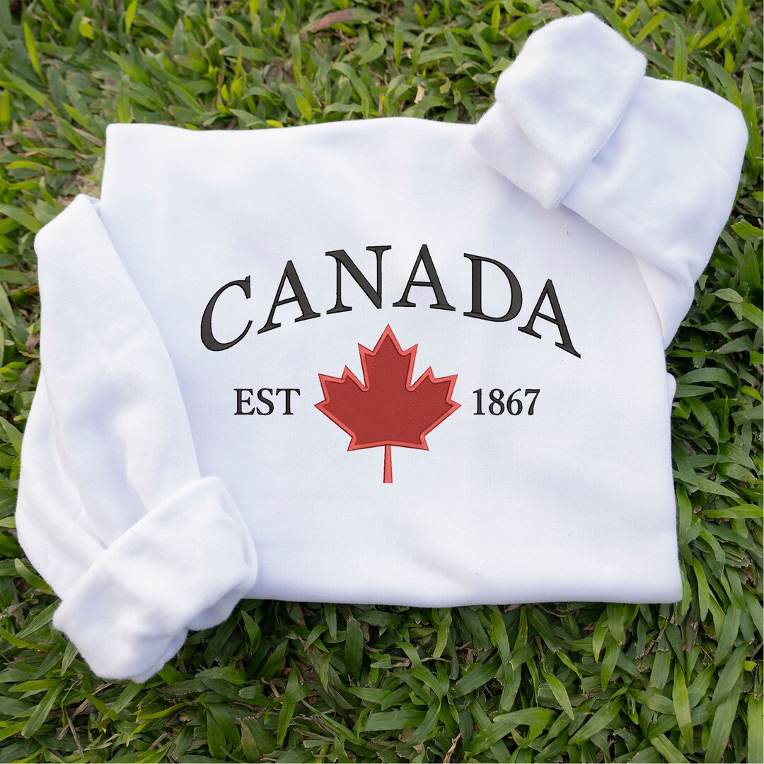 Embroidered Canada Sweatshirt, Maple Leaf Embroidery, Embroidered ...