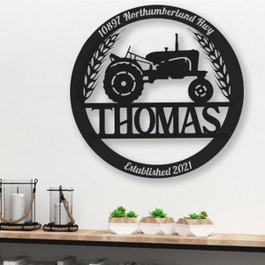 Metal Tractor Sign Personalized Tractor Metal Wall Art Custom Farm Sign ...