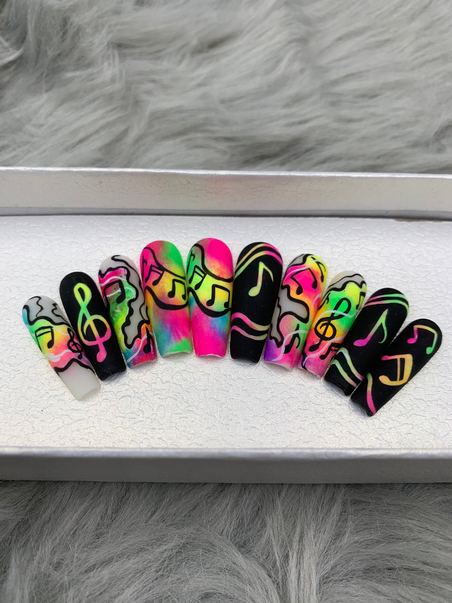 Colorful Music Note Nail Designs