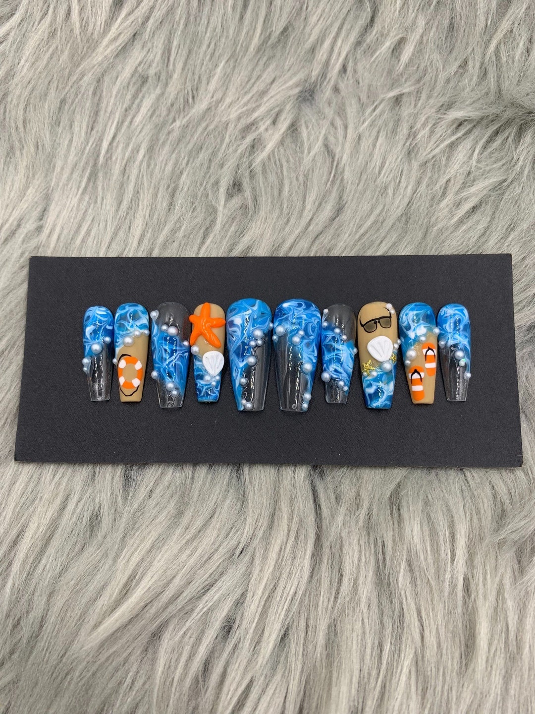Maldives Beach Glue on Nails - A249 - Etsy