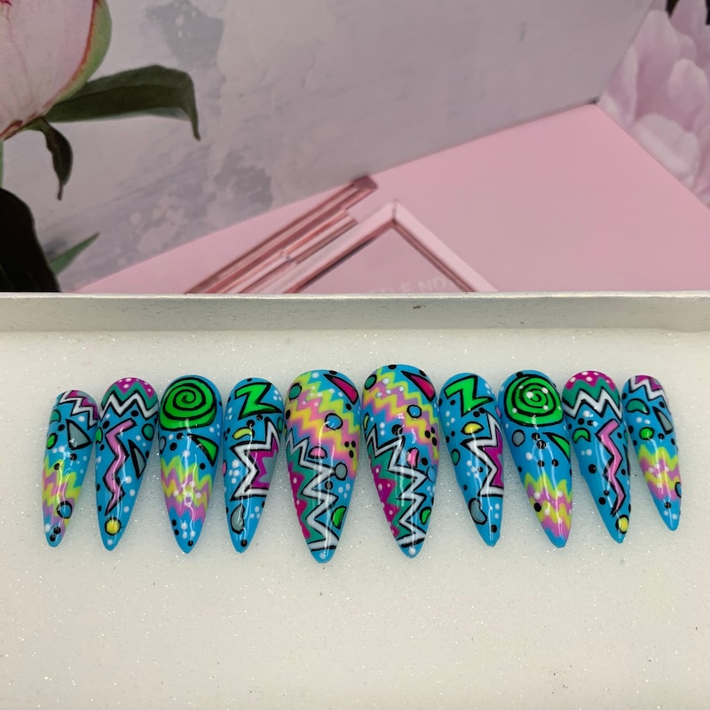 Fun Acrylic Nails - Etsy