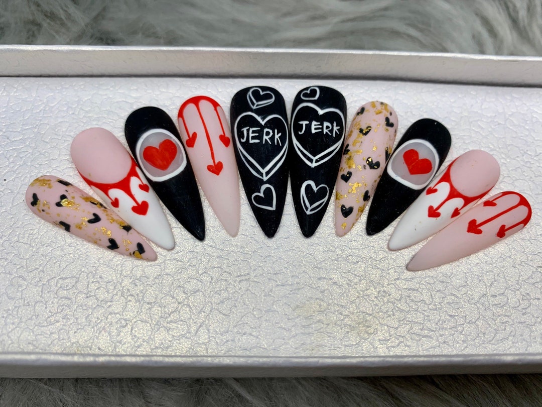Lover Red and Black Nails Art | Luxury Nails | Gel X False Nails ...