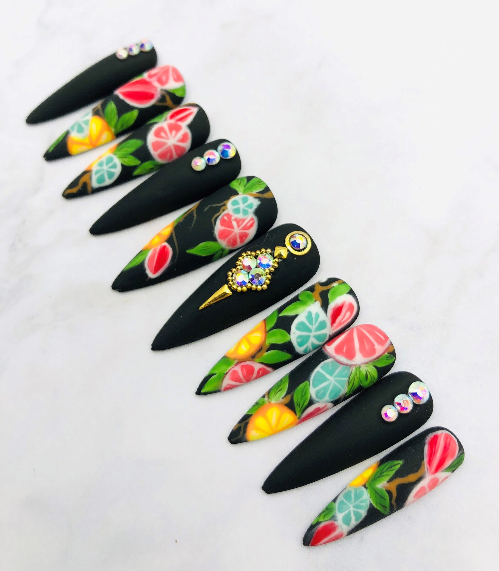 Lemonade Nails Luxury Nails Fake Nails False Nails - Etsy