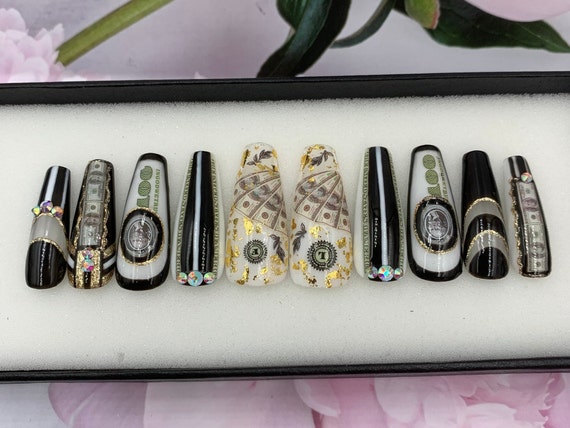 Money Nails Set fake Nails Glue on Nails Press on Nails - Etsy