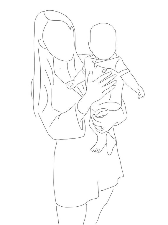 Minimal Faceless Custom Line Drawing | Etsy