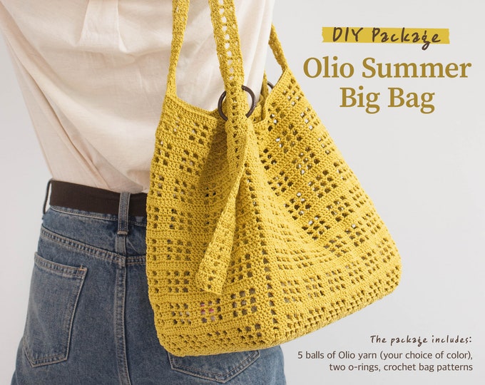 DIY Crochet Bag Package: Yarn and Pattern Play Code Daily Net Bag, Easy ...