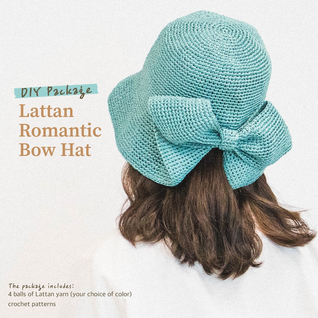 DIY Crochet Hat Package: Yarn and Pattern - Lattan Romantic Bow Hat ...