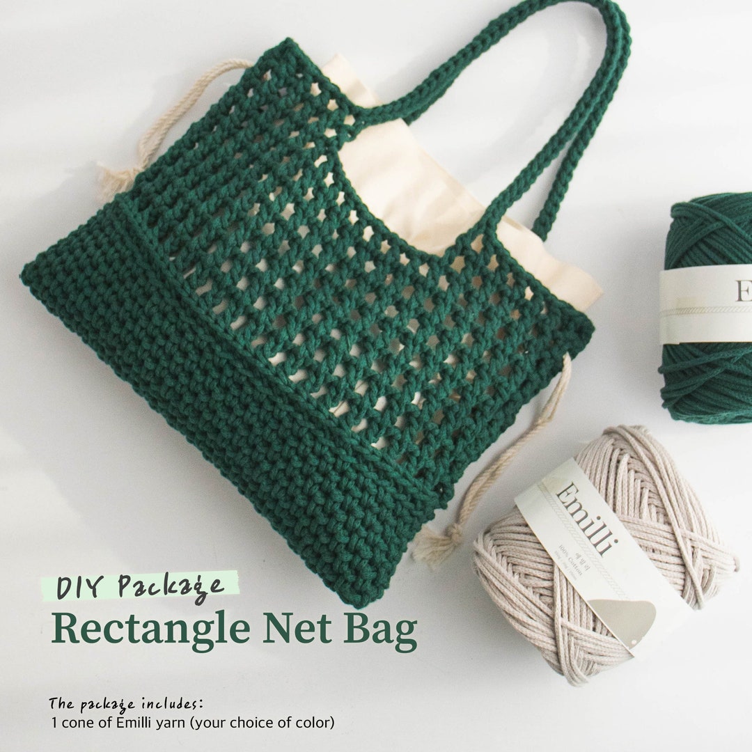 DIY Crochet Bag Package: Yarn and Pattern - Emilli Rectangle Net Bag ...