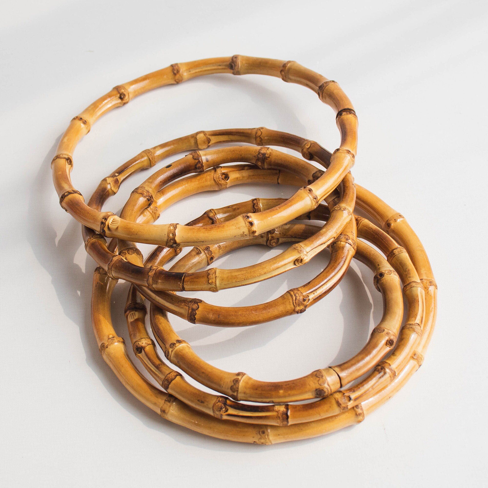 Bamboo circular handles for tote purse bag set of 2 | Etsy