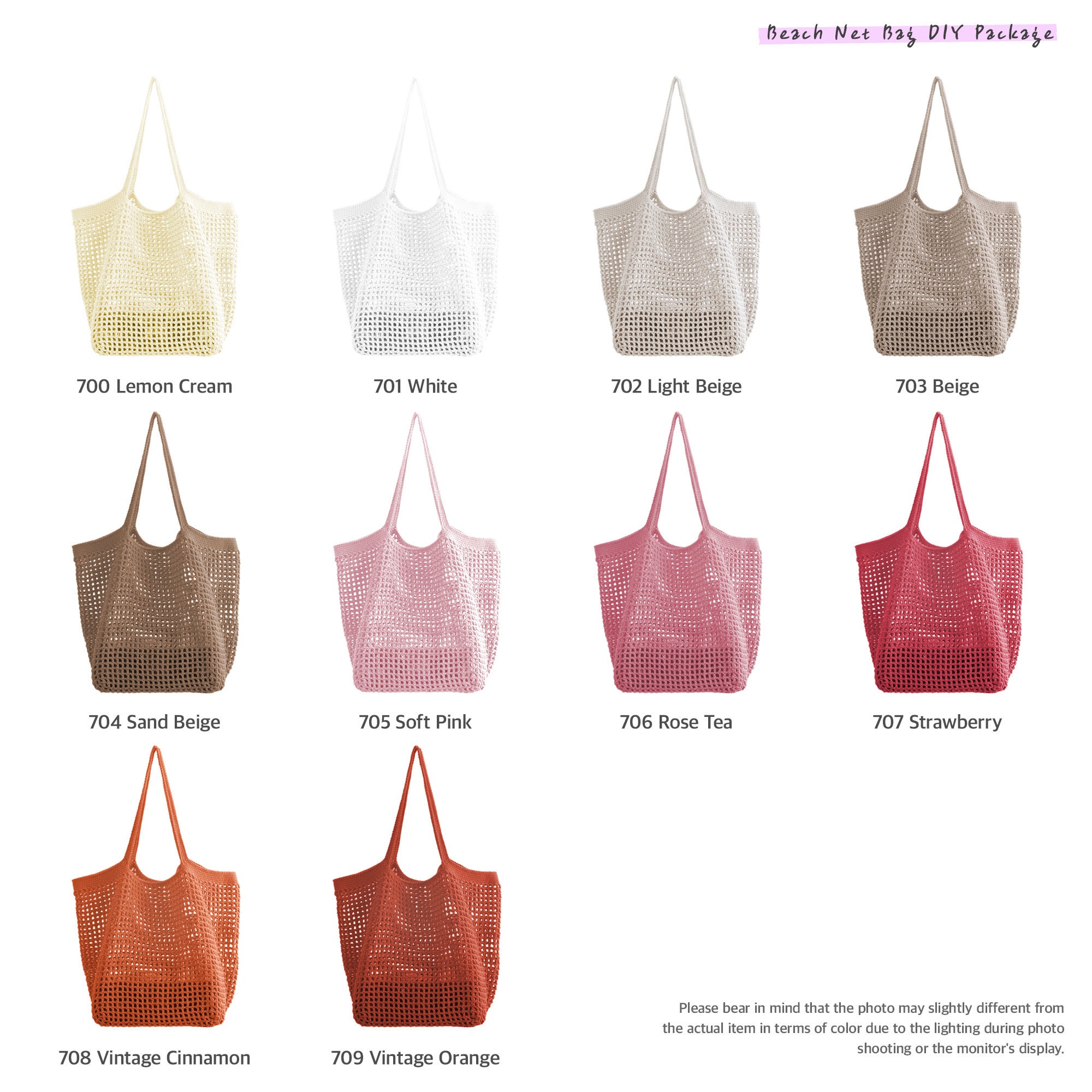 DIY Crochet Bag Package: Yarn and Pattern Beach Net Bag | Etsy