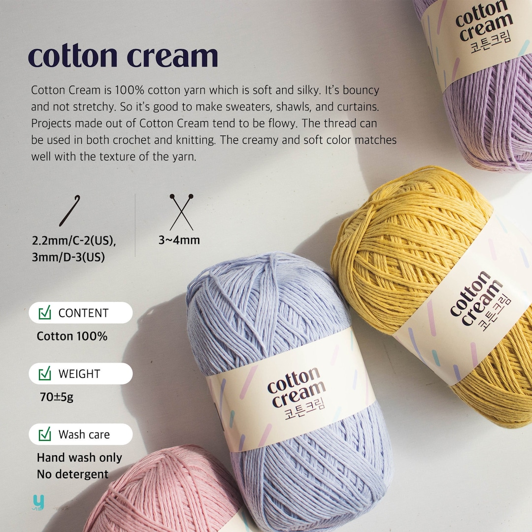 Cotton Cream(70g) Yarn: Crochet, Knitting, Cotton Yarn Perfect for ...