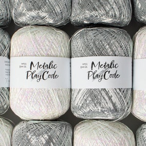 Metallic Play Code Yarns (70g) : Crochet, Knitting and More, Polyester Yarn Perfect for Bags ...