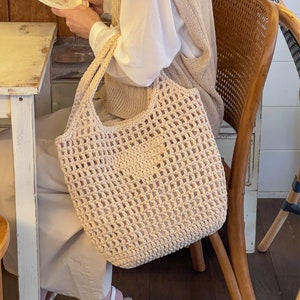 DIY Crochet Bag Pattern - Biscuit Triangle Net Bag (large) Downloadable ...