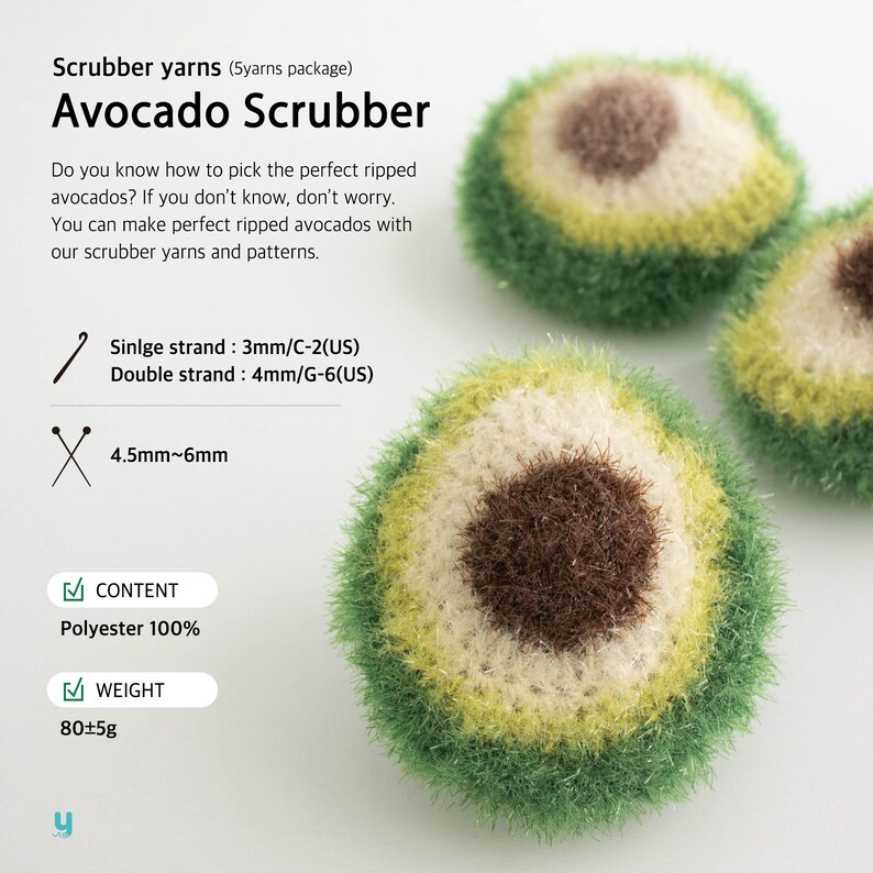 DIY Crochet Avocado Scrubber Kit: Yarn & Printed Pattern - Etsy