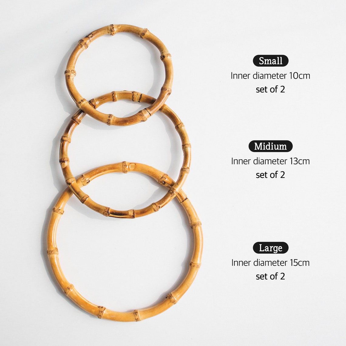 Bamboo circular handles for tote purse bag set of 2 | Etsy