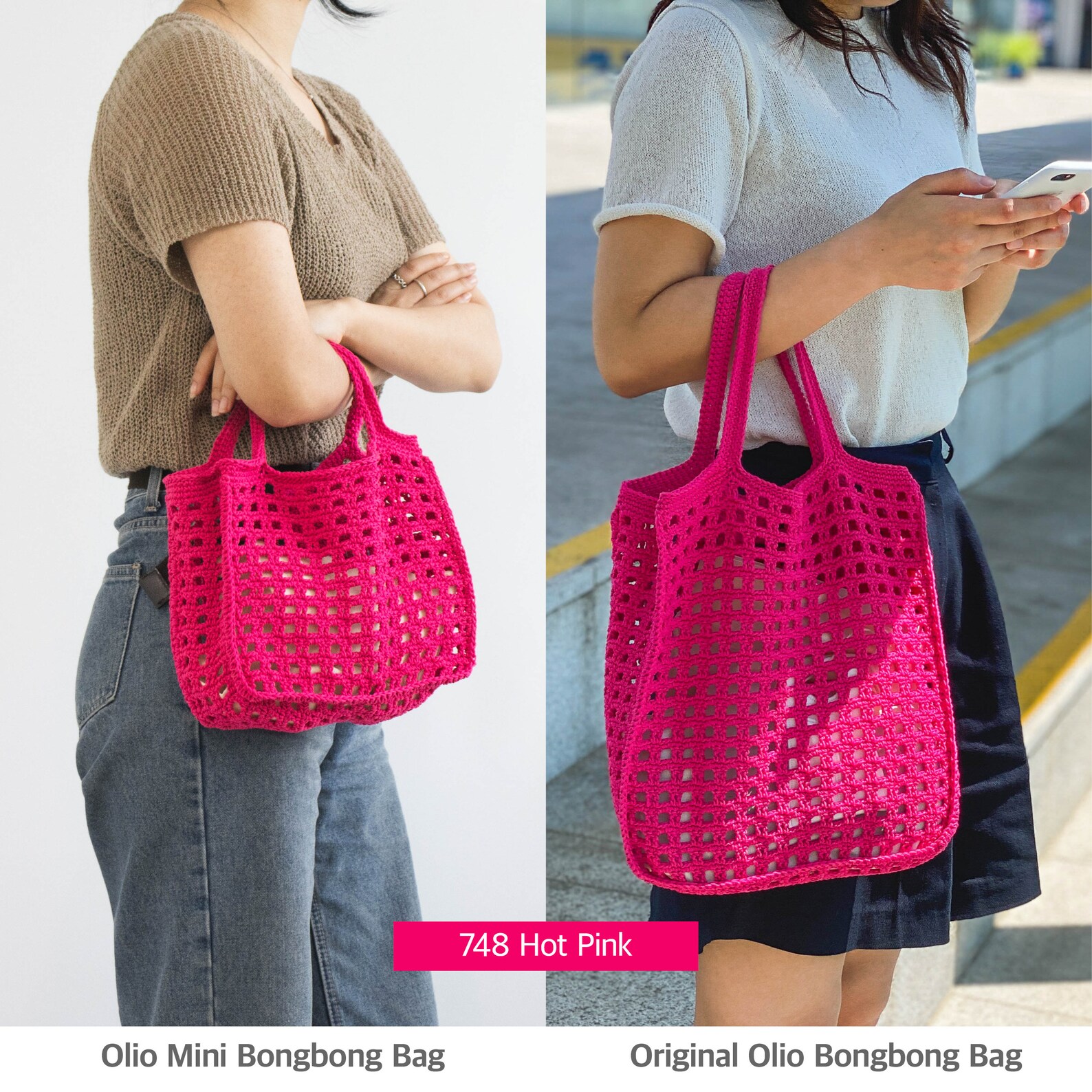 DIY Crochet Bag Package: Yarn and Pattern Olio Mini Bongbong Net Bag ...