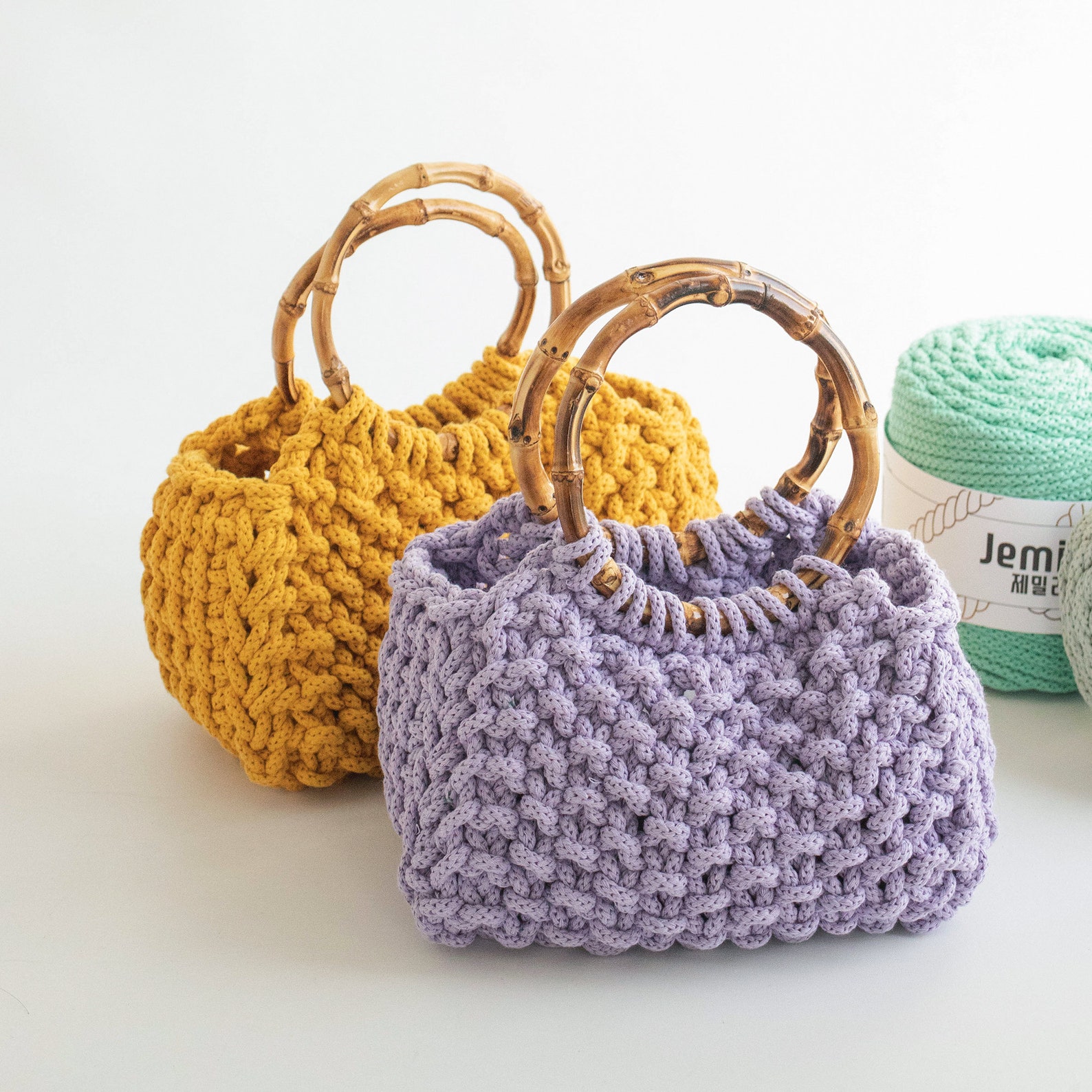 Bamboo circular handles for tote purse bag set of 2 | Etsy