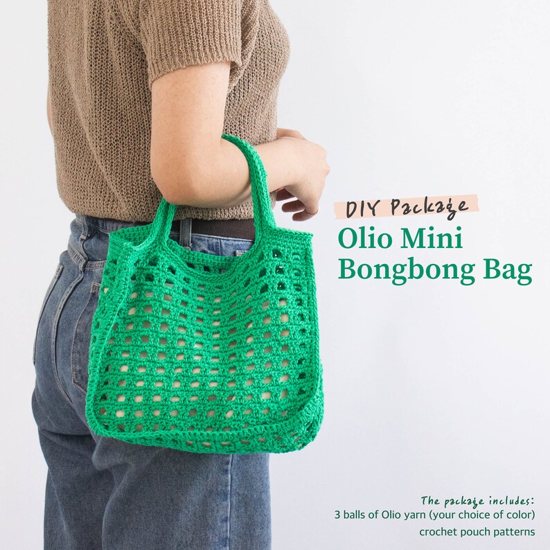 DIY crochet bag package: yarn and pattern Olio Mini Bongbong | Etsy
