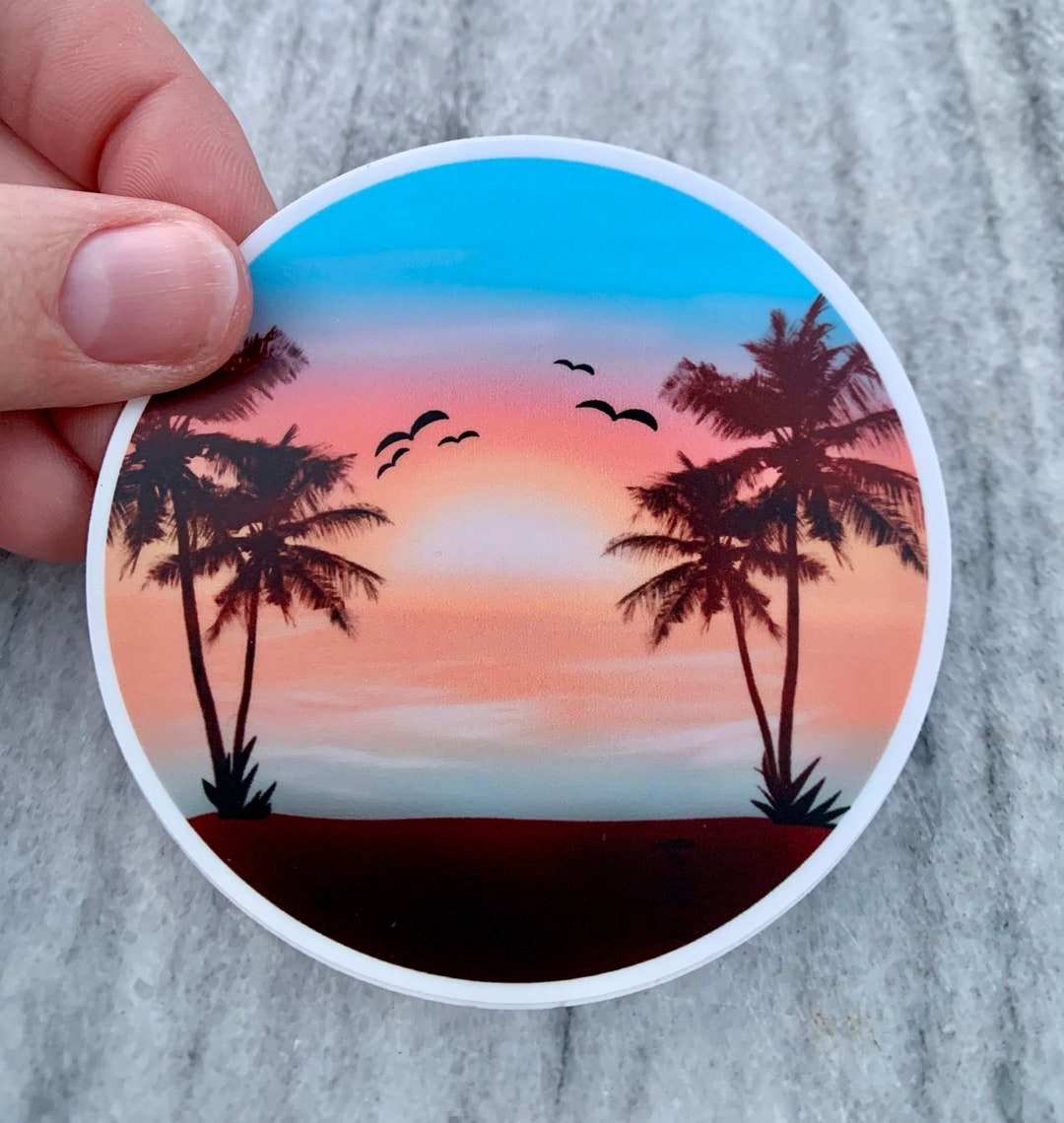 Beach Sunset Sticker | Laptop Sticker | Notebook Sticker | Vinyl ...