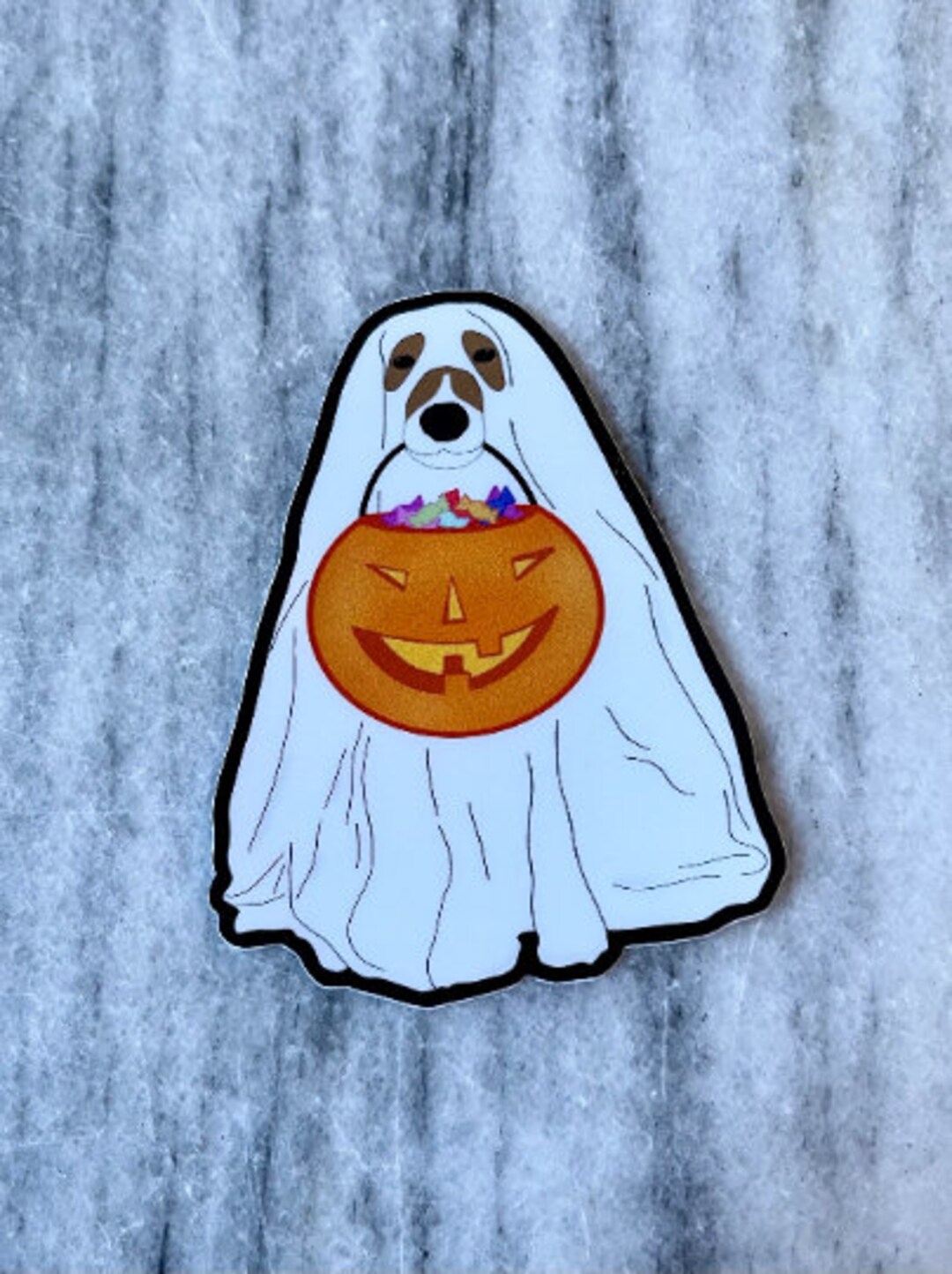 Trick or Treat Ghost Dog Sticker | Laptop Sticker | Notebook Sticker ...
