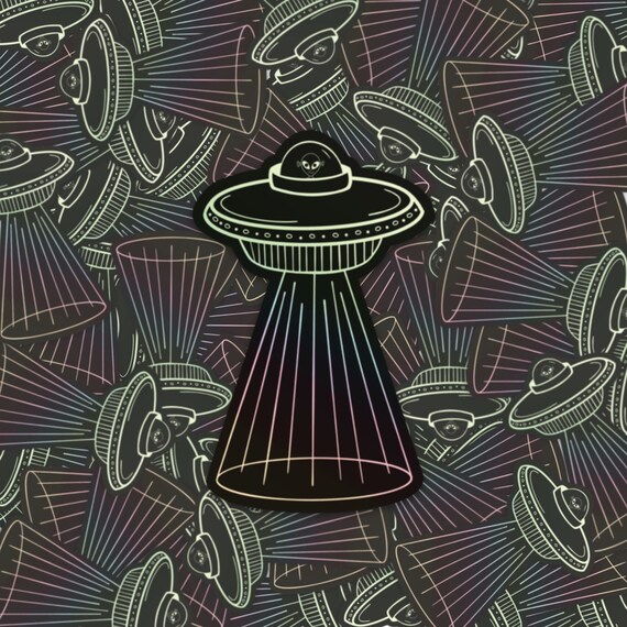 Holographic Alien Spaceship Sticker Hydroflask Sticker | Etsy