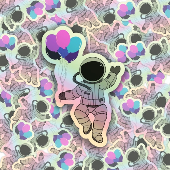 Holographic Astronaut Sticker Laptop Sticker Notebook | Etsy