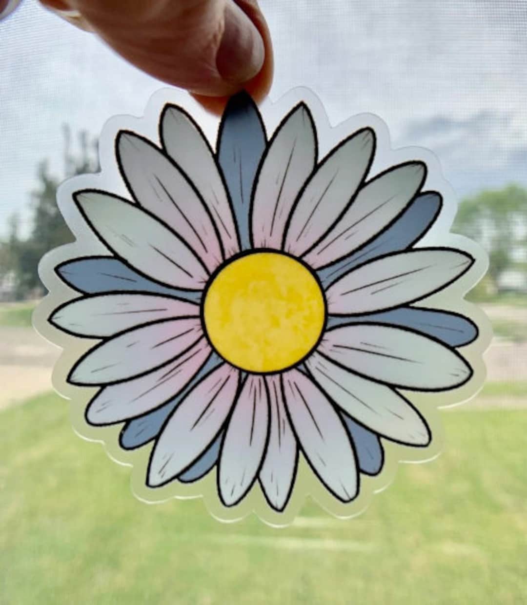 Blue Daisy Flower Clear Sticker | Laptop Sticker | Notebook Sticker ...