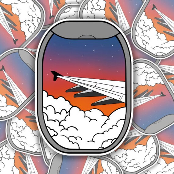Airplane Window Sunset Sticker Laptop Sticker Notebook - Etsy