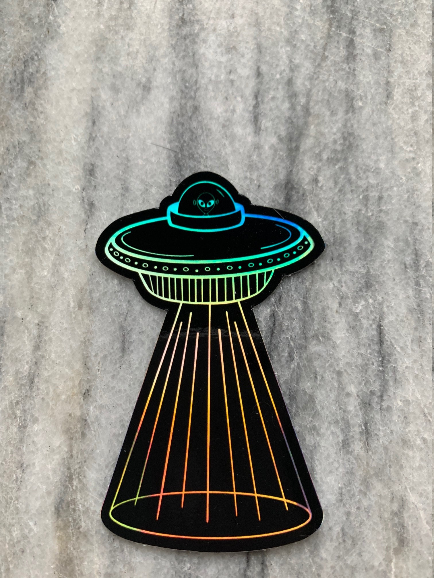 Holographic Alien Spaceship Sticker Hydroflask Sticker | Etsy