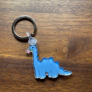 Blue Dinosaur Flower Keychain - Etsy