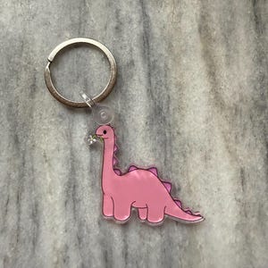 Pink Dinosaur Keychain - Etsy