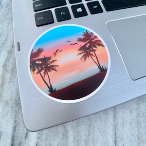 Beach Sunset Sticker | Laptop Sticker | Notebook Sticker | Vinyl ...