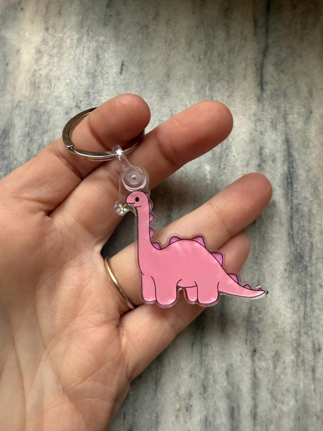 Pink Dinosaur Keychain - Etsy
