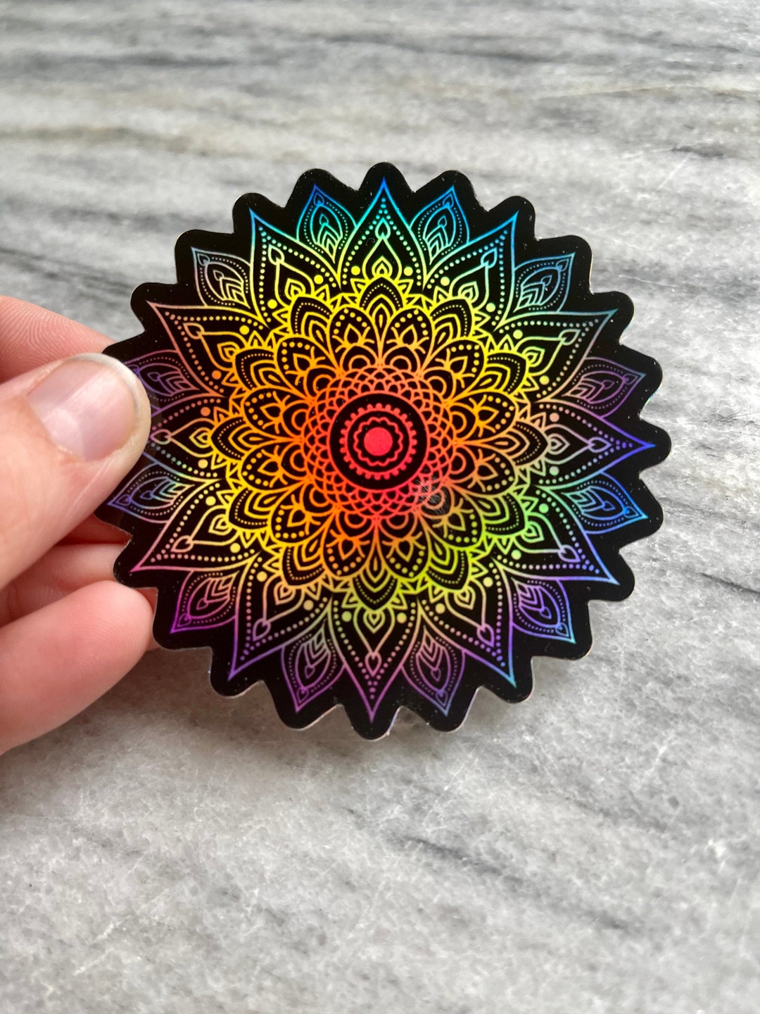 Holographic Mandala Sticker | Laptop Sticker | Notebook Sticker | Vinyl ...