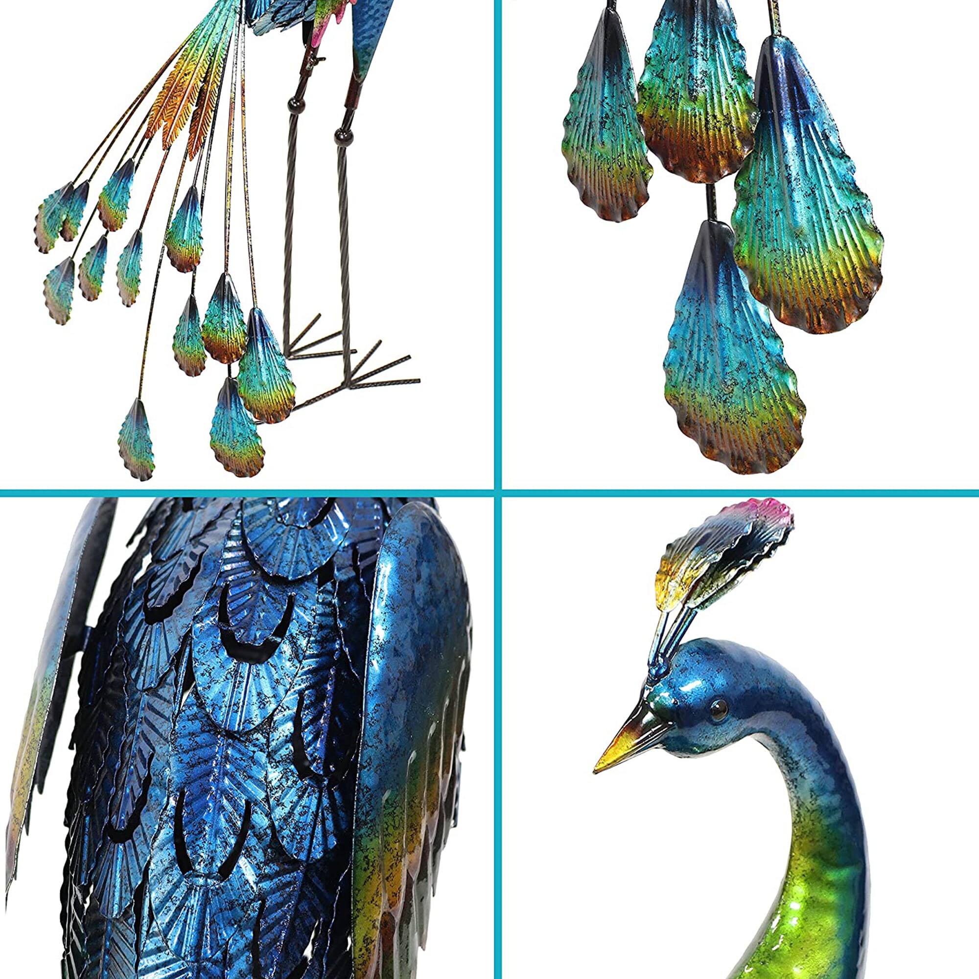 Outdoor Metal Peacock Statue Metal Peacocks Sculpture Yard Art Lawn Ornament For Outdoor
