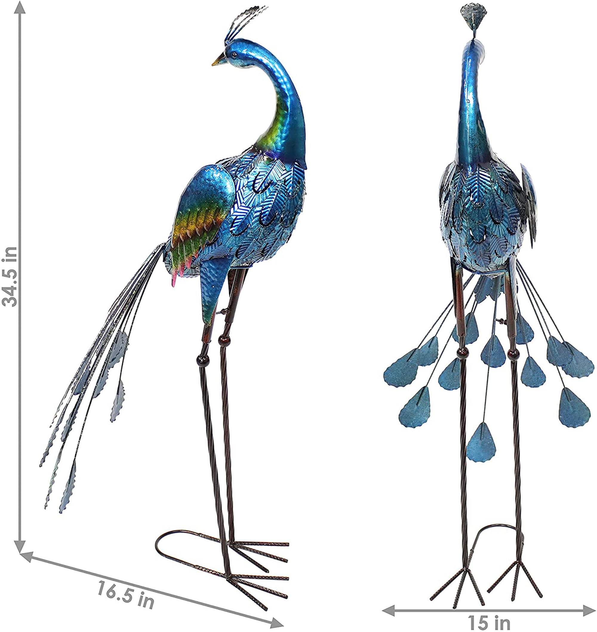Outdoor Metal Peacock Statue Metal Peacocks Sculpture Yard Art Lawn Ornament For Outdoor
