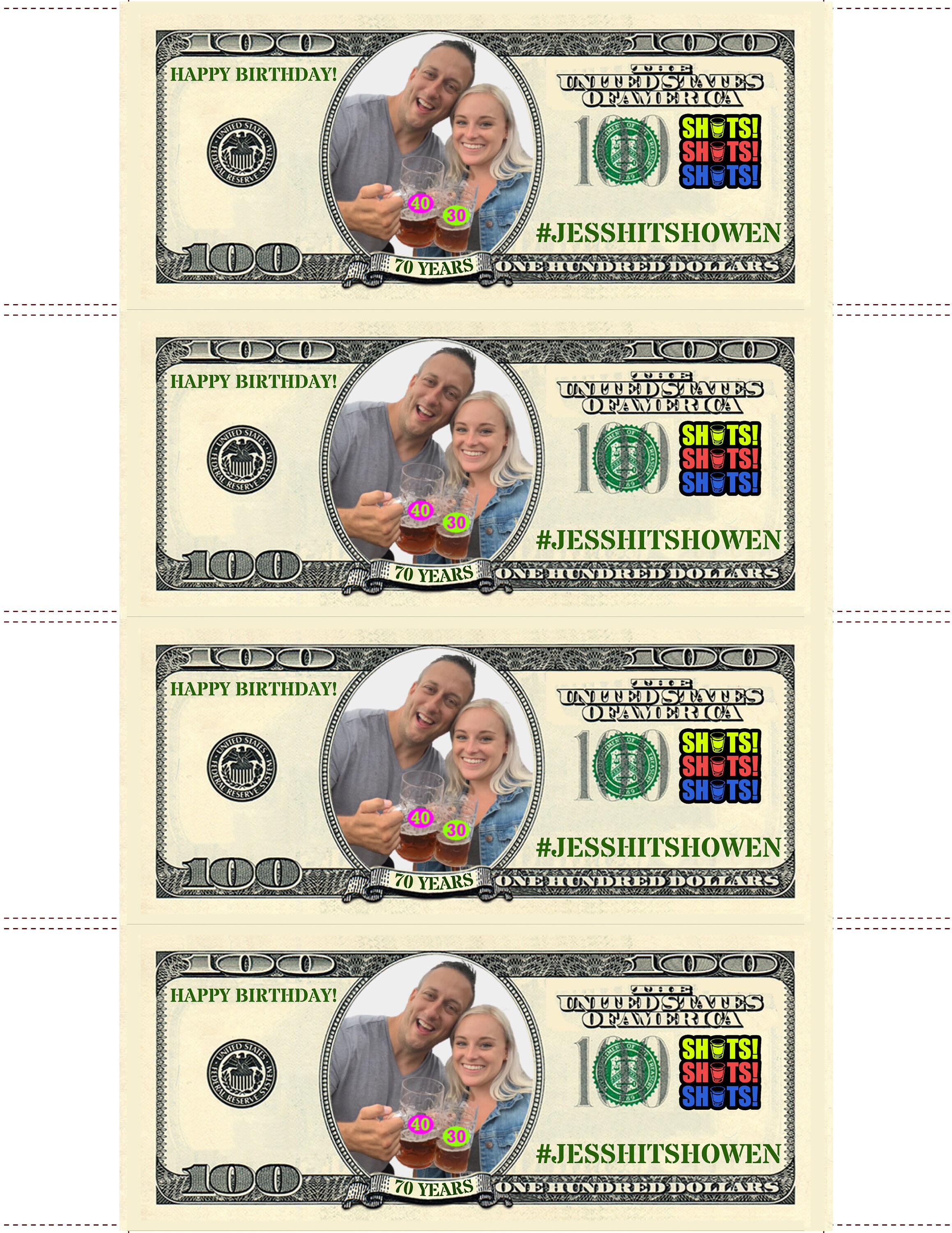 DELUXE Custom Cash Both Sides of Bill Customize ANYTHING | Etsy