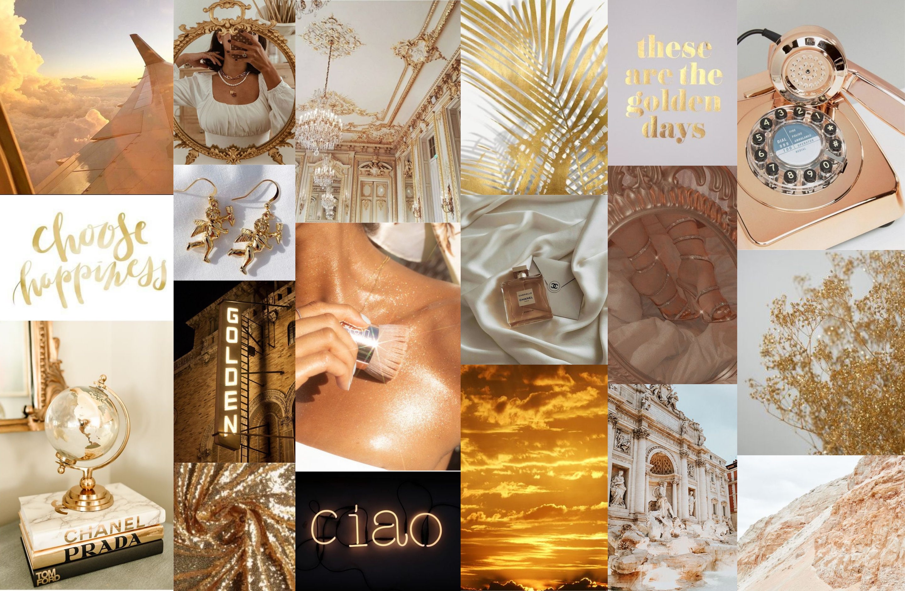 Desktop Wallpaper Gold Aesthetic Collage 2