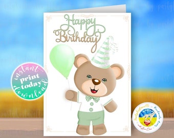 Cute Pig Birthday Card With Party Hat, Happy Birthday, Pig Gift, Cute ...