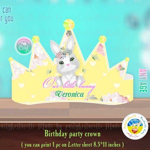Bunny Crown Hat Birthday Party Favors Easter Birthday Party Floral ...