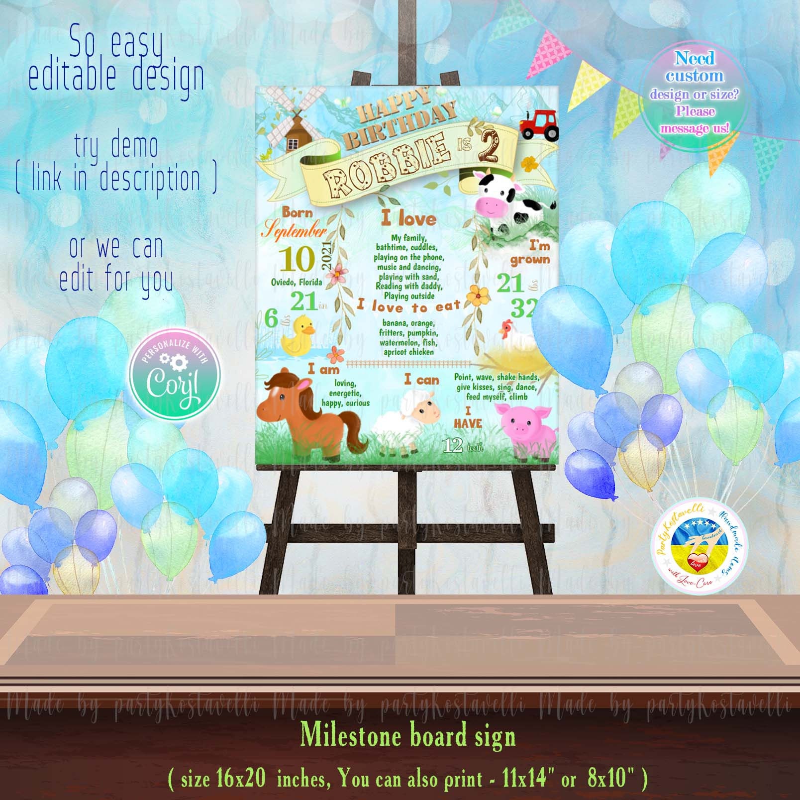 Farm Animals Barnyard Theme Birthday Party Package Bundle Water Bottle ...