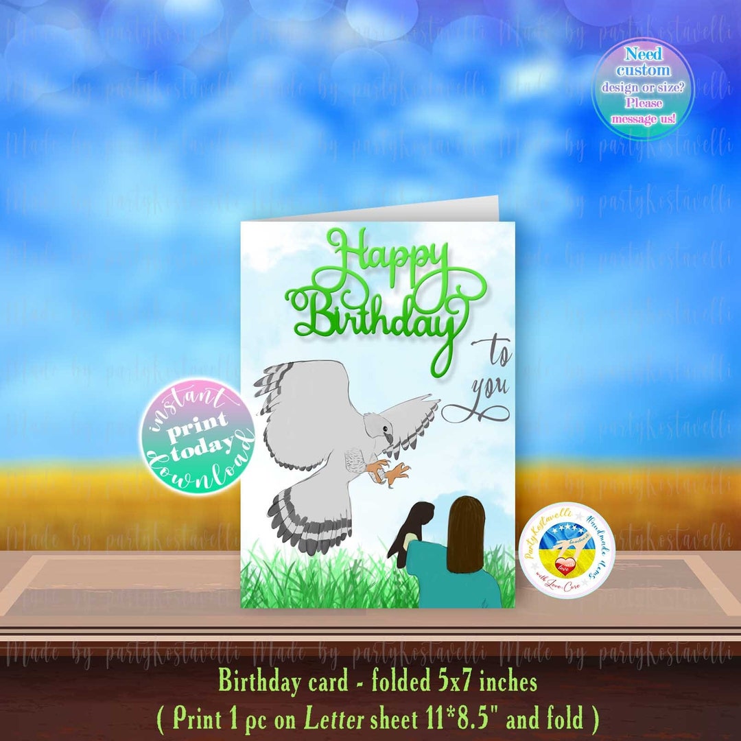 Harpy Eagle Birthday Card Harpy Bird Printable Birthday Card, Happy ...