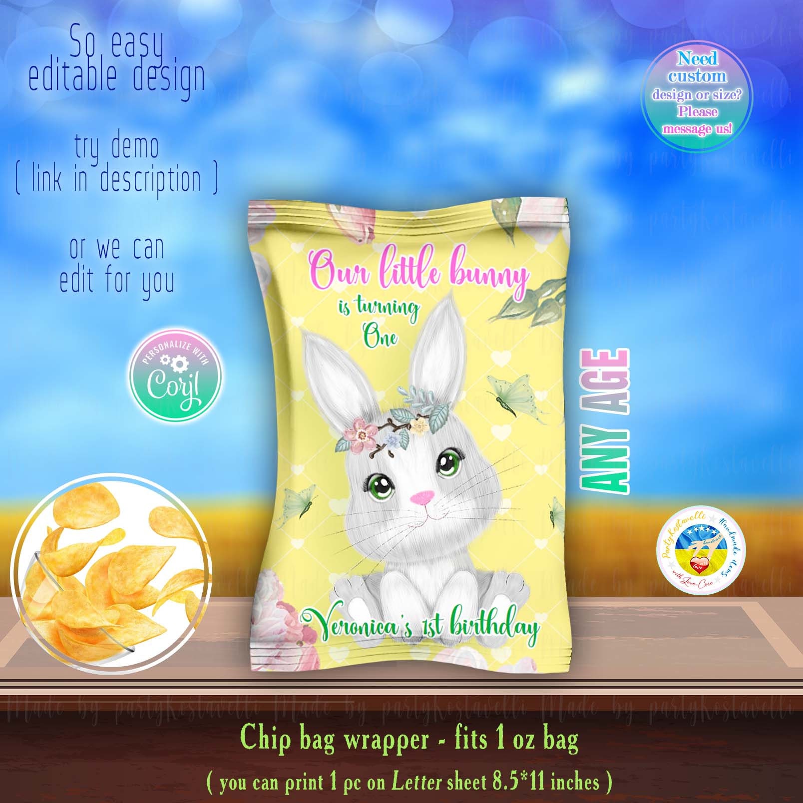 Bunny Crown Hat Birthday Party Favors Easter Birthday Party Floral ...