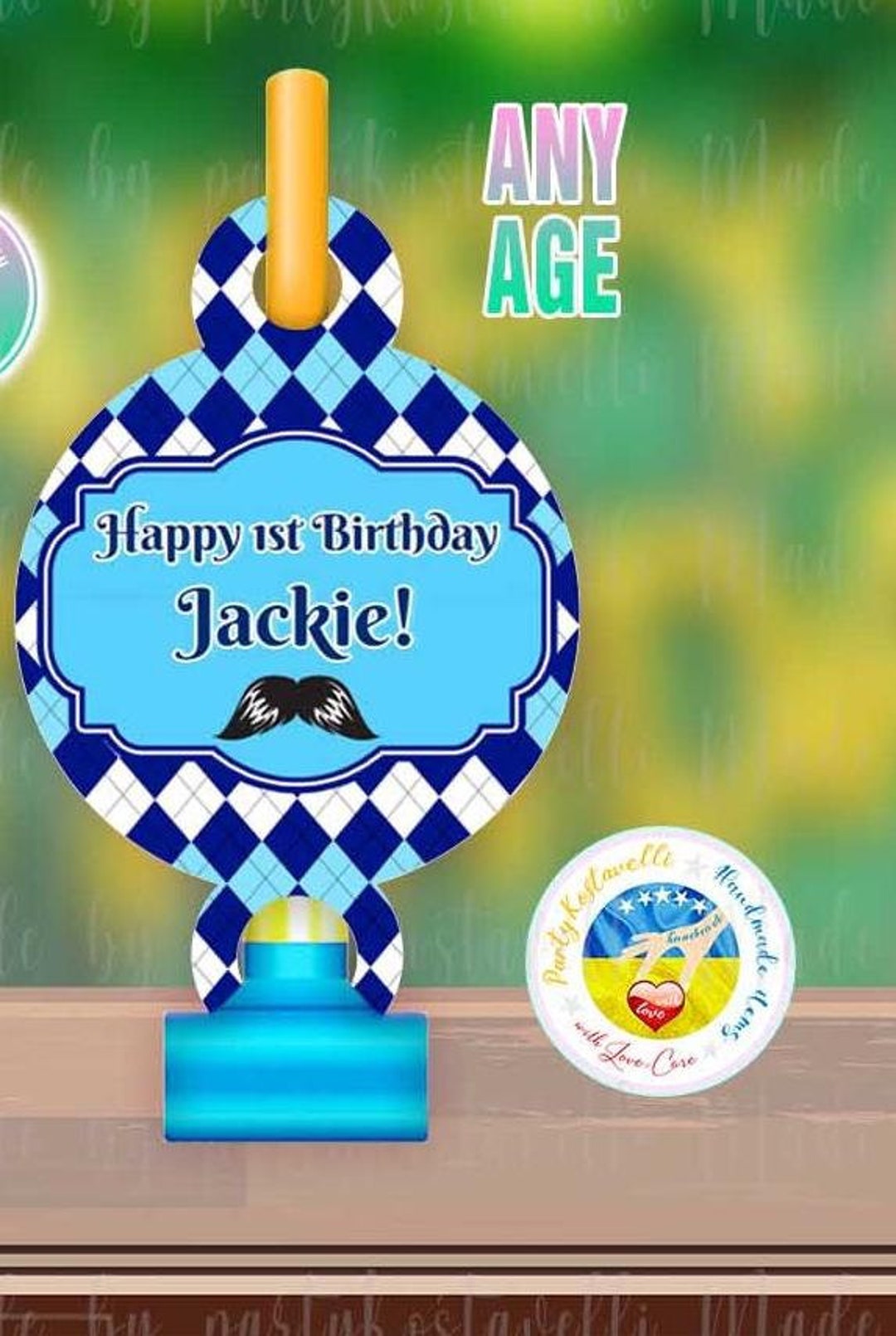 1st Birthday Blowouts Tags Little Man Favors Baby Boy Birthday Party ...